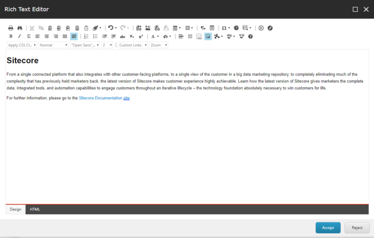 Sitecore 10.2 Rich Text Field Button Options by Profile ...