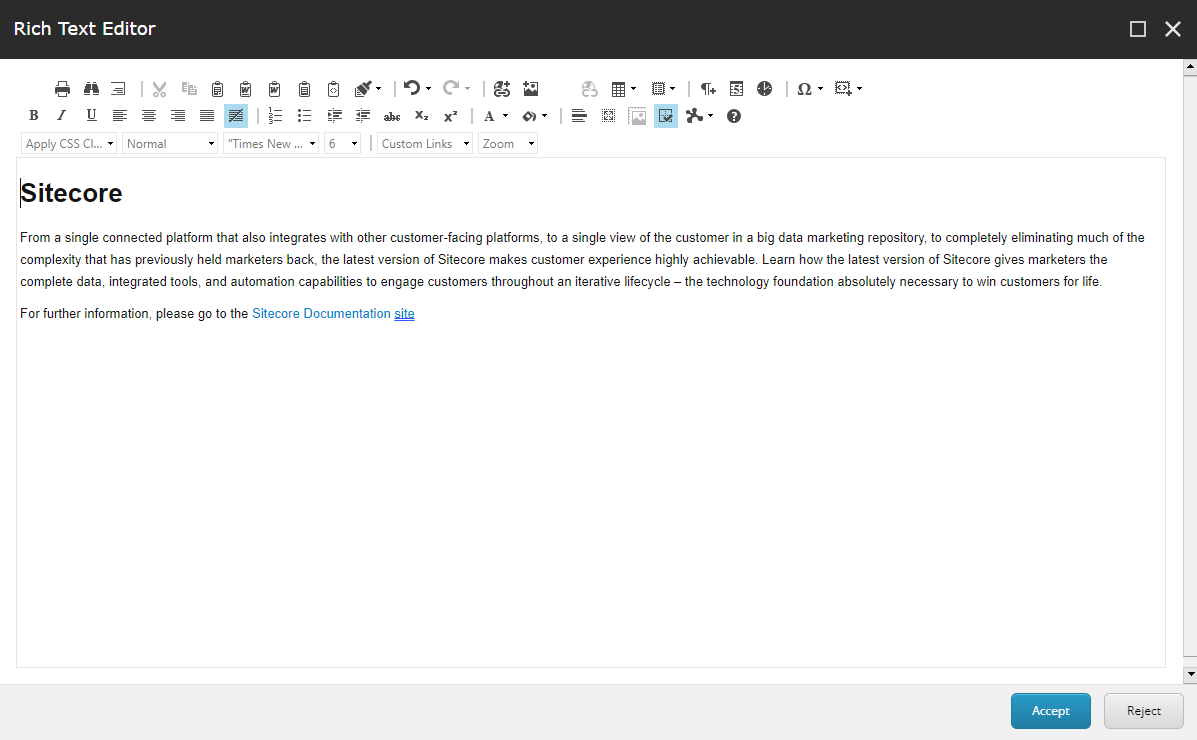 Sitecore 10.2 Rich Text Field Button Options by Profile ...